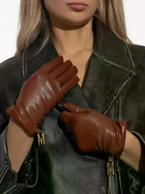 Moschino Logo-detail Leather Gloves