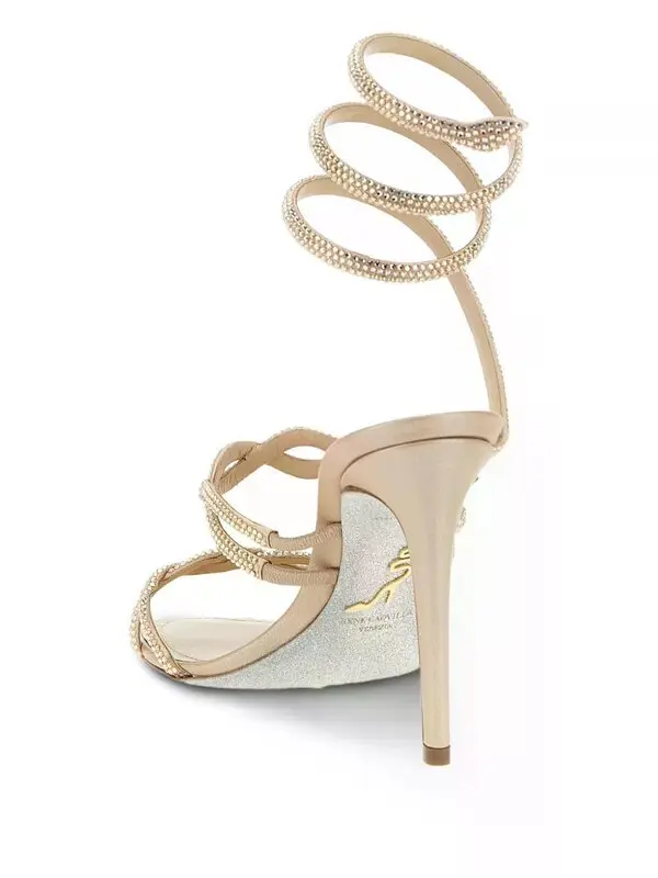 Rene Caovilla 105mm Braid Cleo Rhinestone-embellished Spiral-wrap Sandals - Neutrals