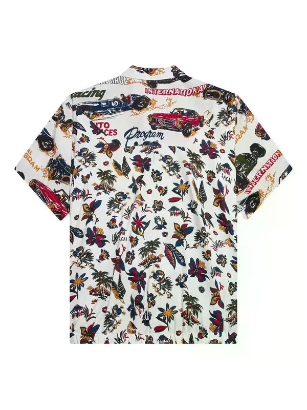 Sacai Race-car Tropical-print Shirt - White | Editorialist