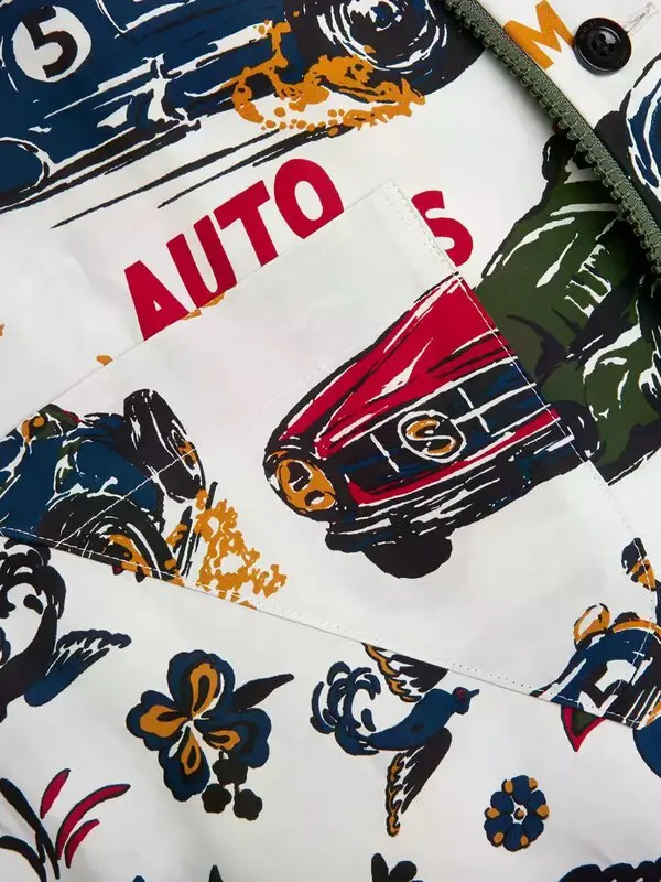 Sacai Race-car Tropical-print Shirt - White | Editorialist
