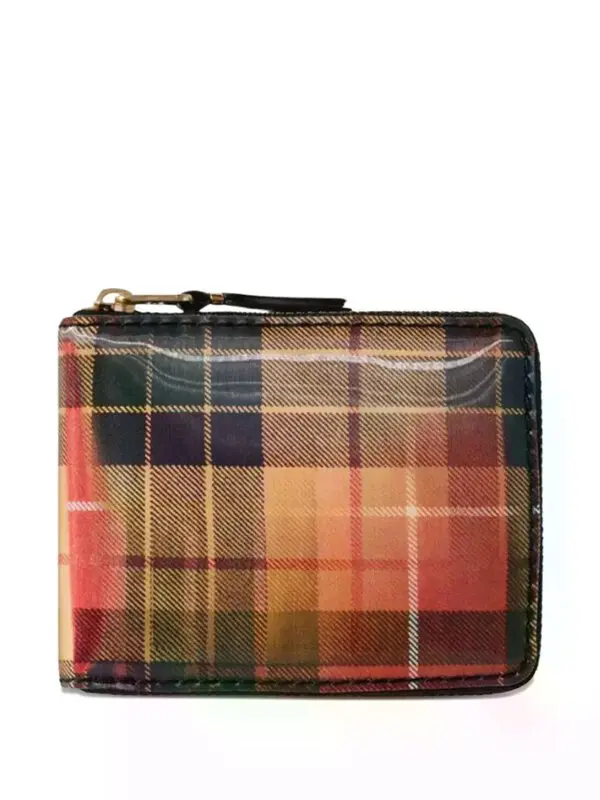 Comme Des Garçons Lenticular Tartan U-zip Wallet - Red