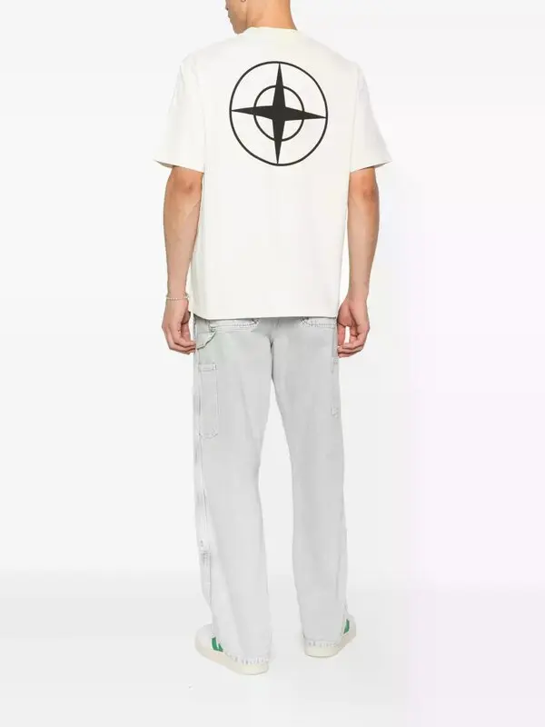 Stone Island Logo-print Cotton T-shirt - Neutrals
