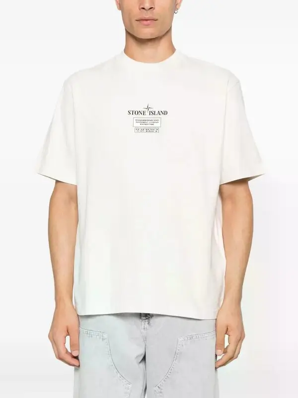 Stone Island Logo-print Cotton T-shirt - Neutrals