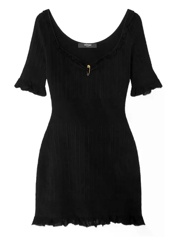 Versace Medusa Safety Pin Ribbed-knit Mini Dress