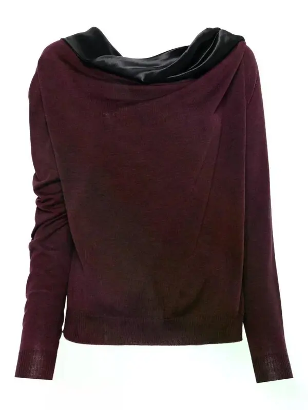 Alberta Ferretti Satin-panel Wool Sweater - Purple