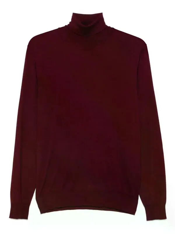 Fedeli Long-sleeve Roll-neck Top - Red