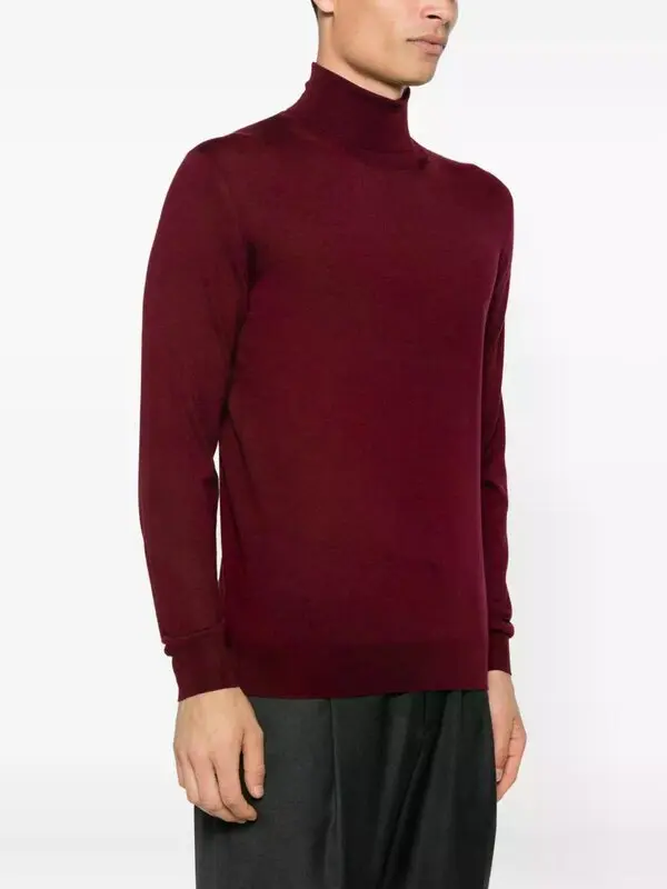Fedeli Long-sleeve Roll-neck Top - Red