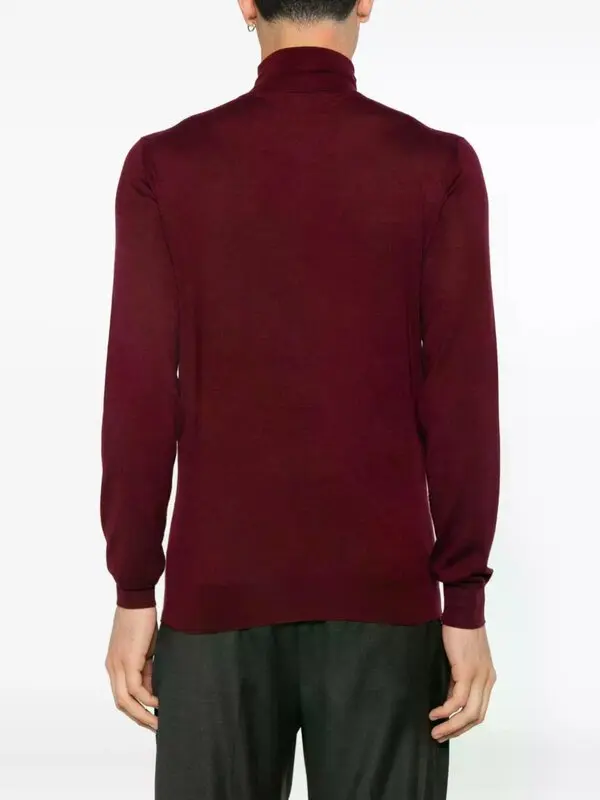 Fedeli Long-sleeve Roll-neck Top - Red
