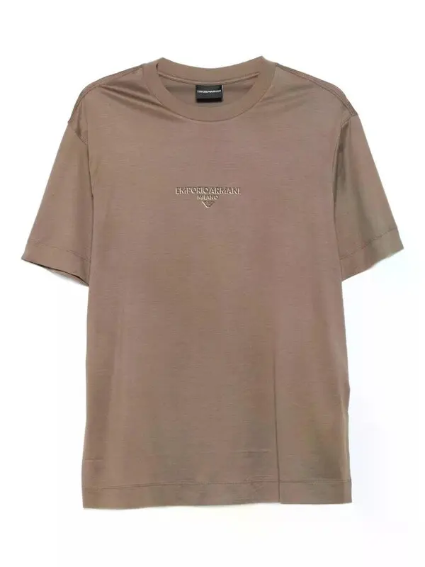 Emporio Armani Logo-embroidered T-shirt - Brown