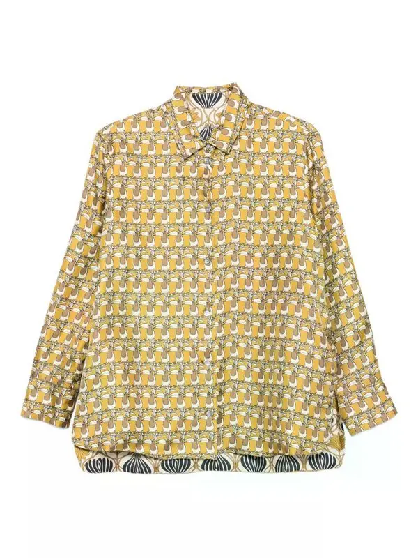 Max Mara Printed Silk Button-down Shirt - Yellow