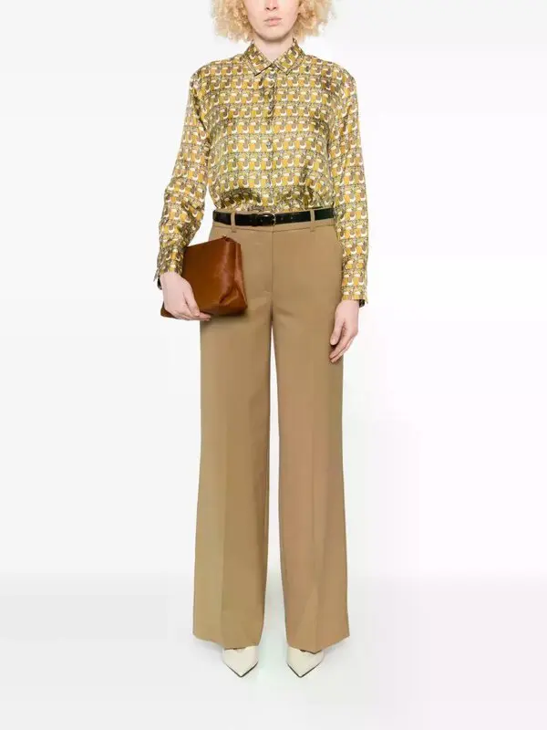 Max Mara Printed Silk Button-down Shirt - Yellow