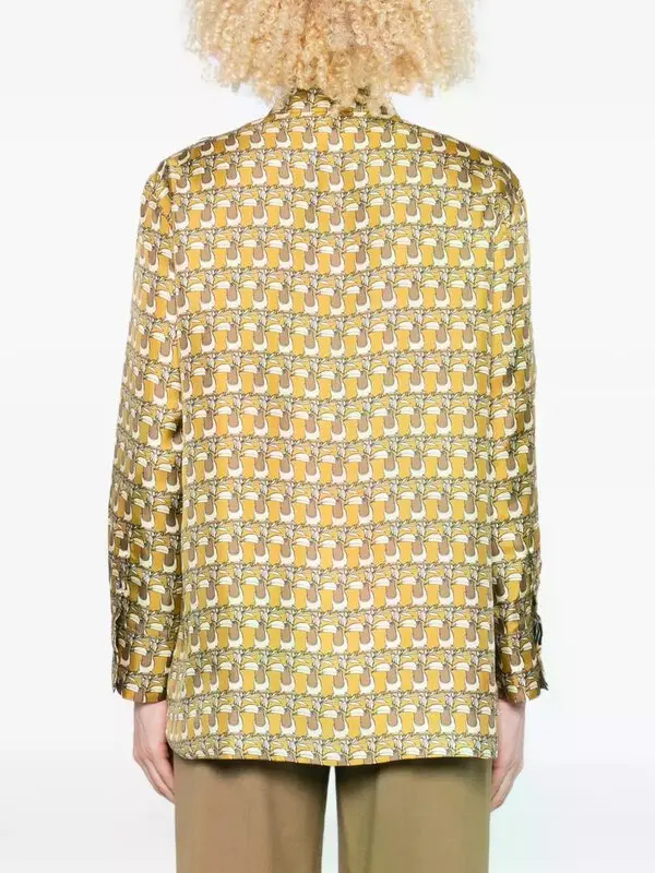 Max Mara Printed Silk Button-down Shirt - Yellow