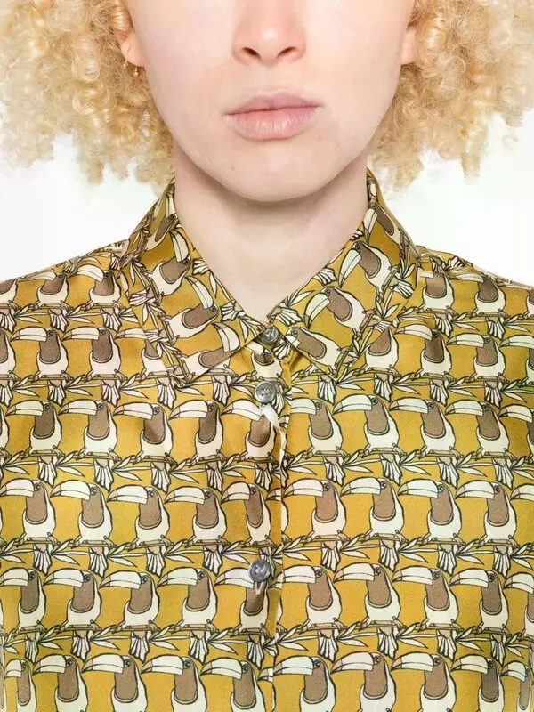 Max Mara Printed Silk Button-down Shirt - Yellow