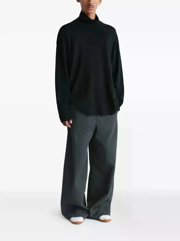LEMAIRE Mock-neck Long-sleeve T-shirt - Black