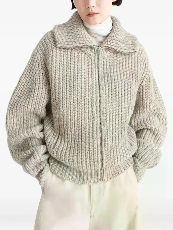 LEMAIRE Ribbed High-neck Zip Cardigan