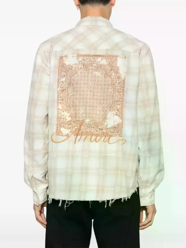 Amiri Checked Frayed Shirt