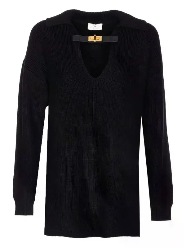 Elisabetta Franchi V-neck Wool-blend Sweater - Black