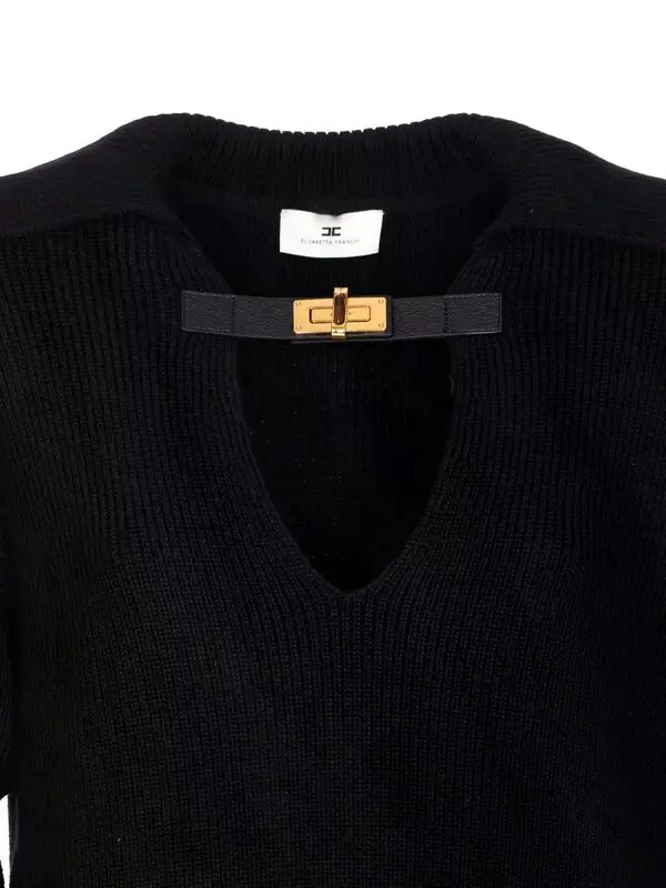 Elisabetta Franchi V-neck Wool-blend Sweater - Black