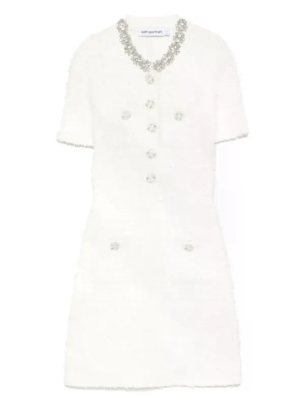 SELF-PORTRAIT Embellished Button-detailed Mini Dress