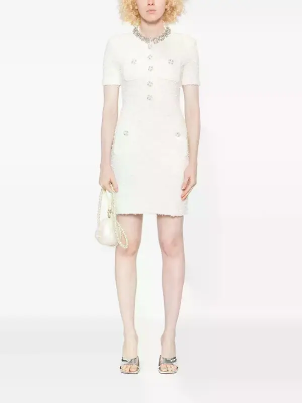 SELF-PORTRAIT Embellished Button-detailed Mini Dress