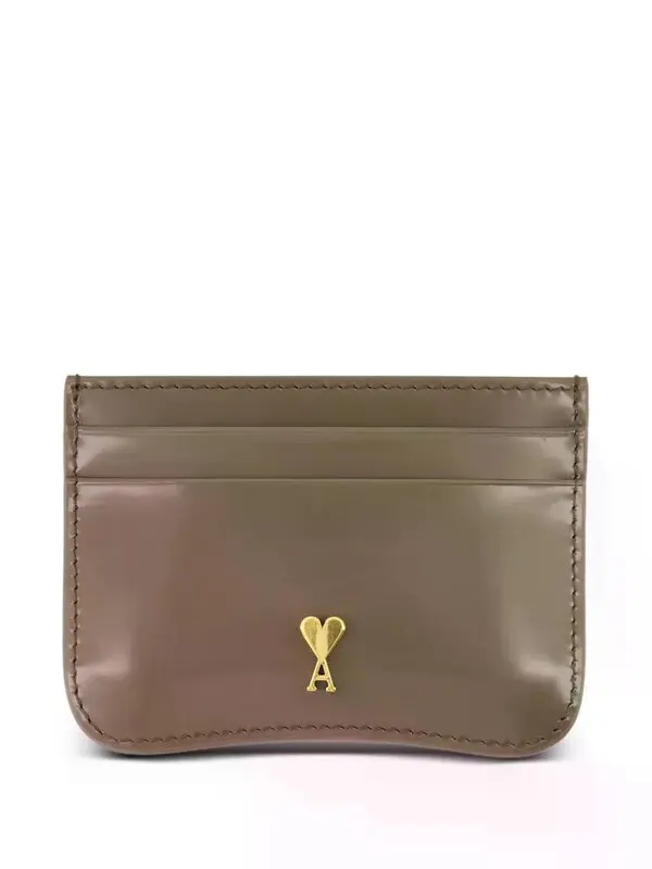 Ami Logo-plaque Calfskin Cardholder - Green