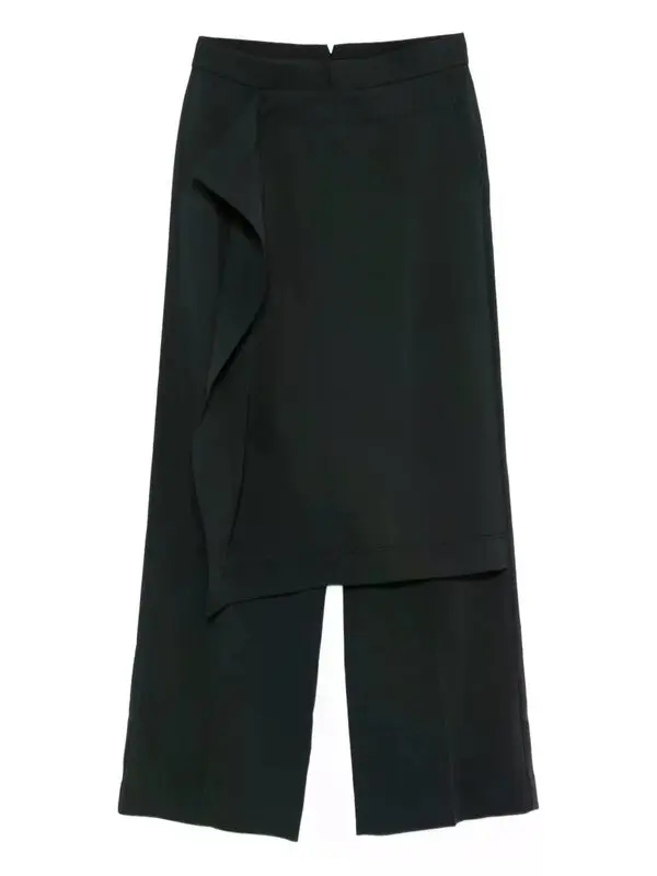 Ami Ruffled-overlay Straight Trousers - Black