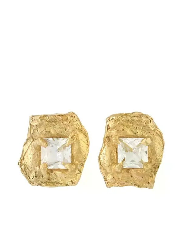 LOVENESS LEE Deti Textured Sapphire Stud Earrings - Gold