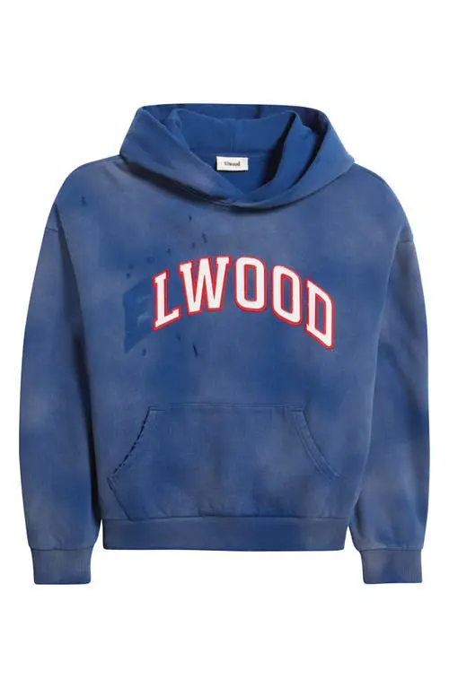 ELWOOD Fireside Distressed Logo Hoodie - Washed Navy