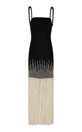 green emerald velvet dress Phan Huy Feather & Crystal-fringe Embroidered Halter Dress main image 1