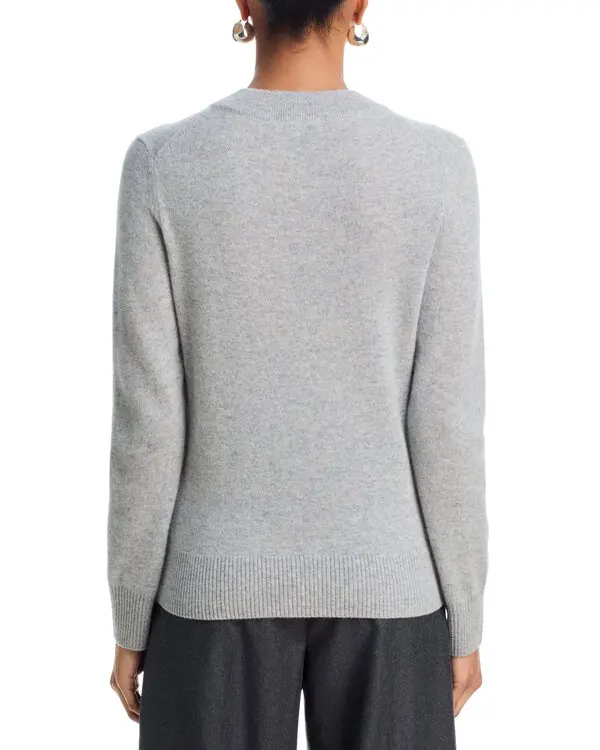 Aqua 100% Cashmere V-neck Sweater - Light Gray