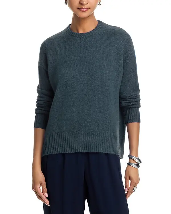 Aqua Crewneck 100% Cashmere Sweater - Army