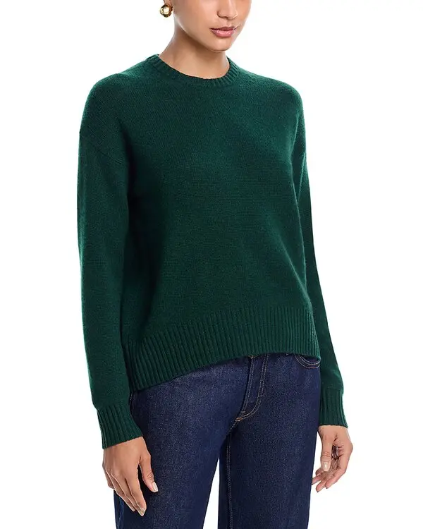 Aqua Crewneck 100% Cashmere Sweater - Deep Pine