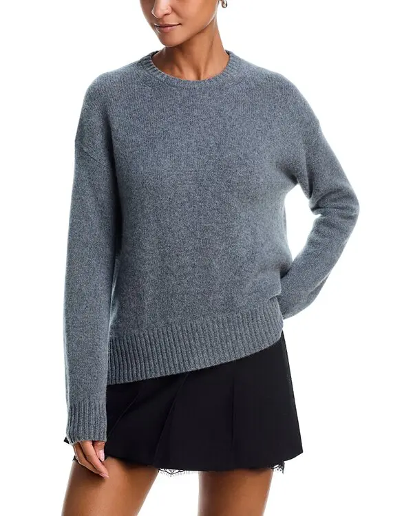 Aqua Crewneck 100% Cashmere Sweater - Medium Gray