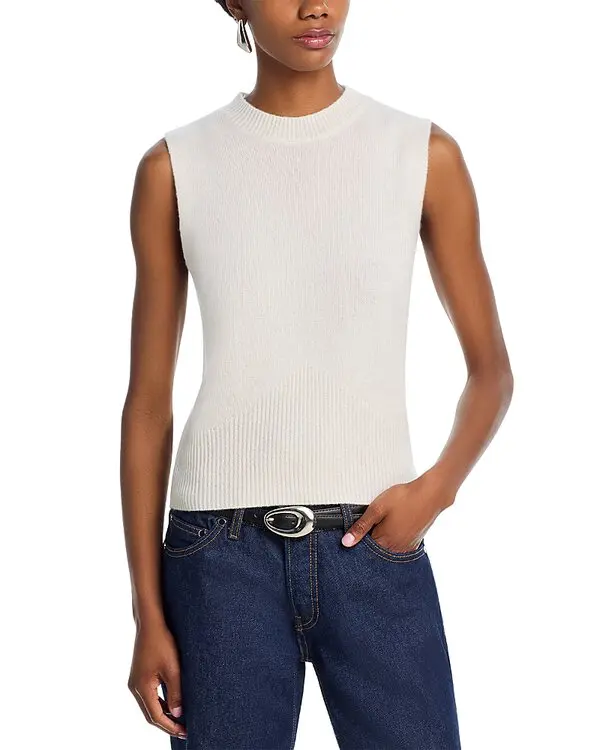 Aqua Cashmere Crewneck Sweater Vest - Ivory
