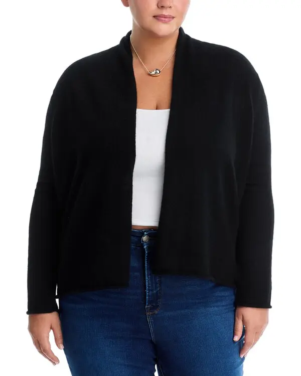 Aqua 100% Cashmere Open Cardigan Sweater - Black
