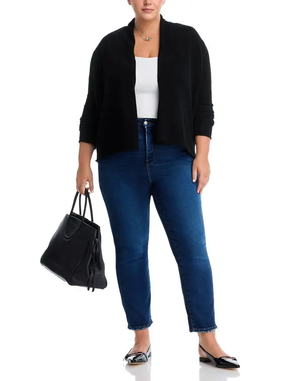 Aqua 100% Cashmere Open Cardigan Sweater - Black