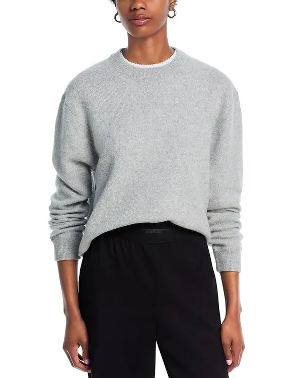 Aqua Cashmere Cropped Sweater - Light Gray