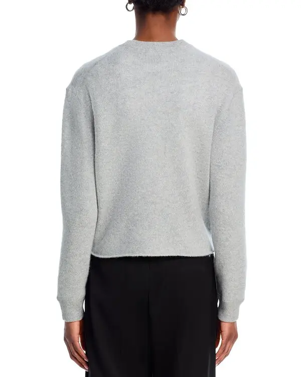 Aqua Cashmere Cropped Sweater - Light Gray