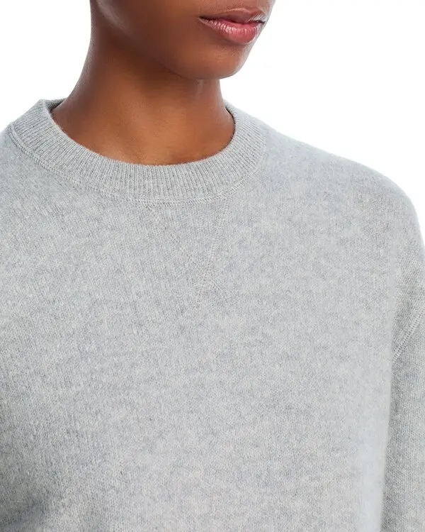 Aqua Cashmere Cropped Sweater - Light Gray