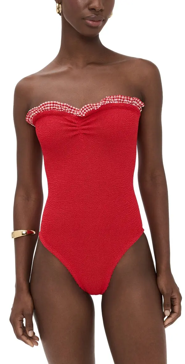 Hunza G Smocked One-piece Swimsuit - Red/red