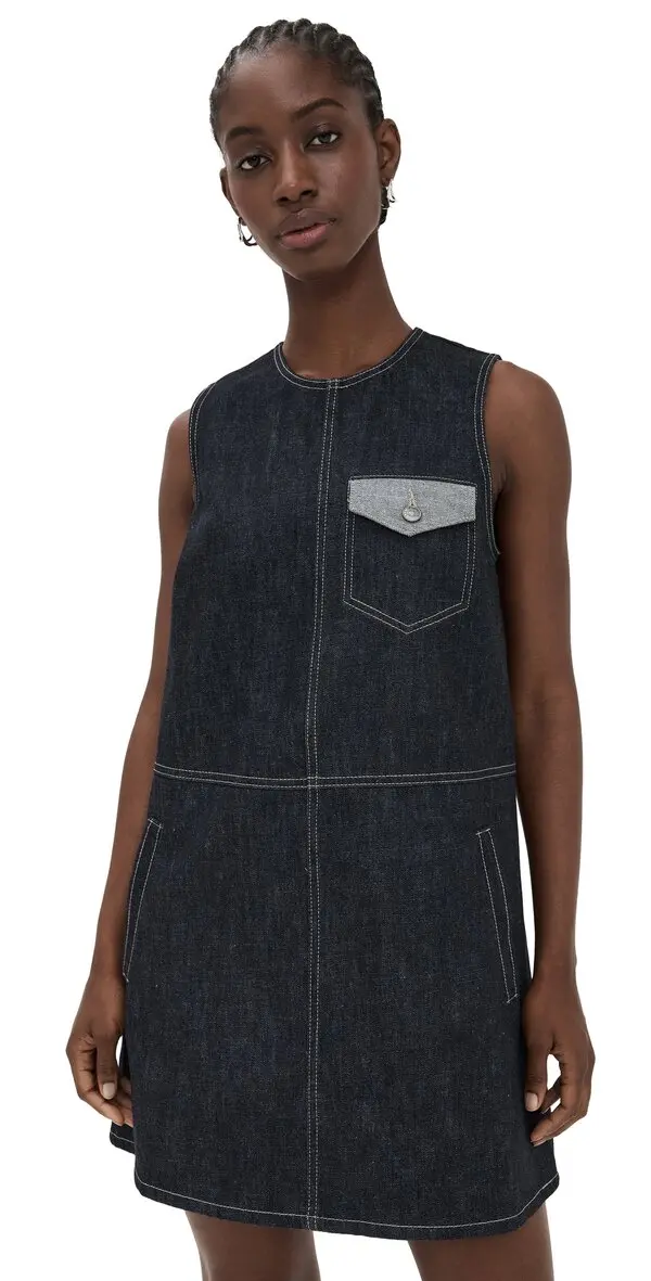 LEE MATHEWS Leo Pinafore Denim Mini Dress