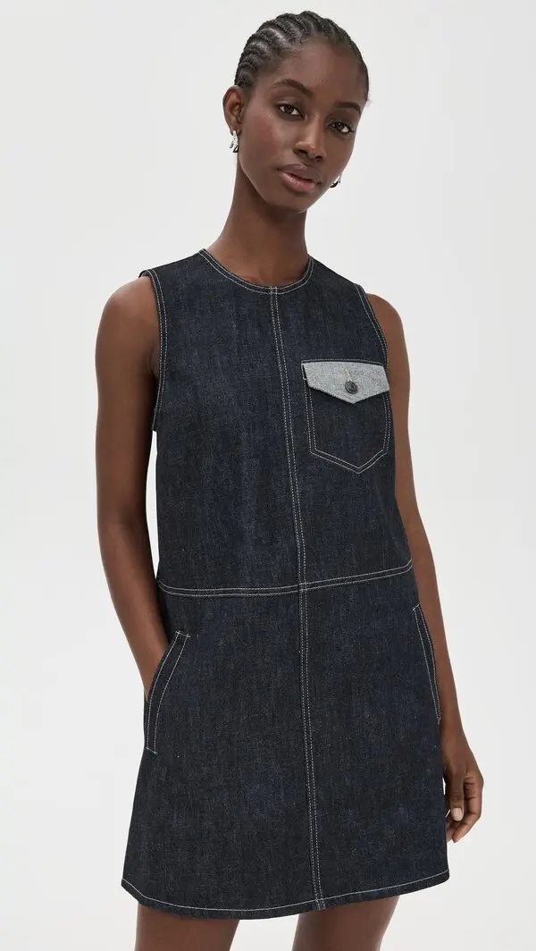 LEE MATHEWS Leo Pinafore Denim Mini Dress