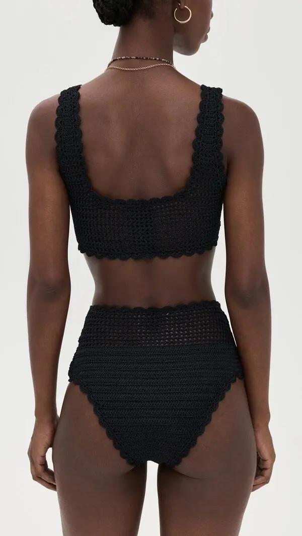 Beach Riot Andy Crochet Bikini Top - Black