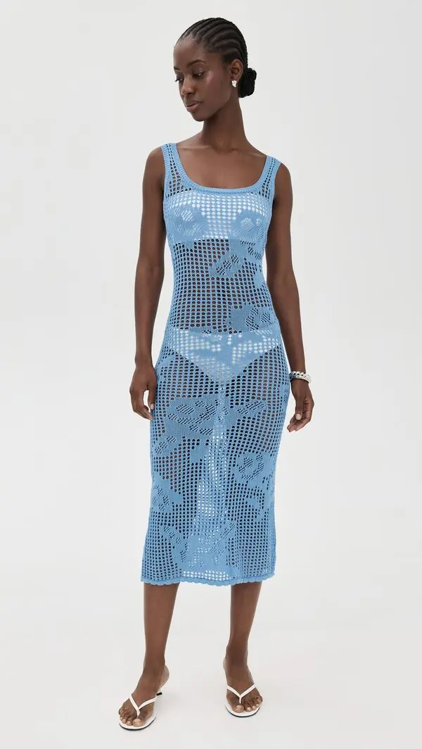 Bailey Rose Crochet Floral Maxi Dress In Capri Blue - 40% Off | Editorialist