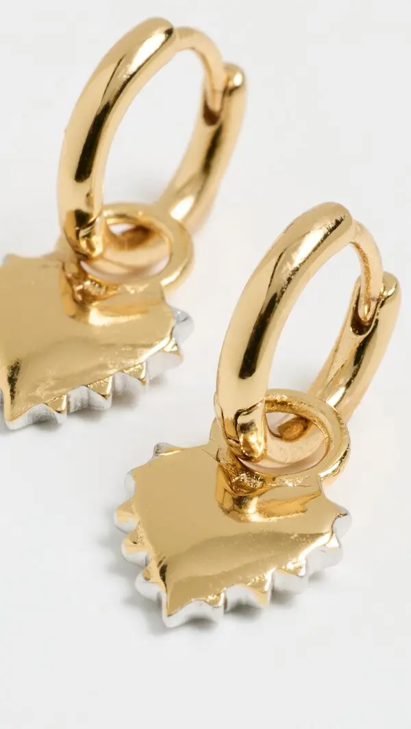 HART Two-toned Spikey Heart Huggie Earrings