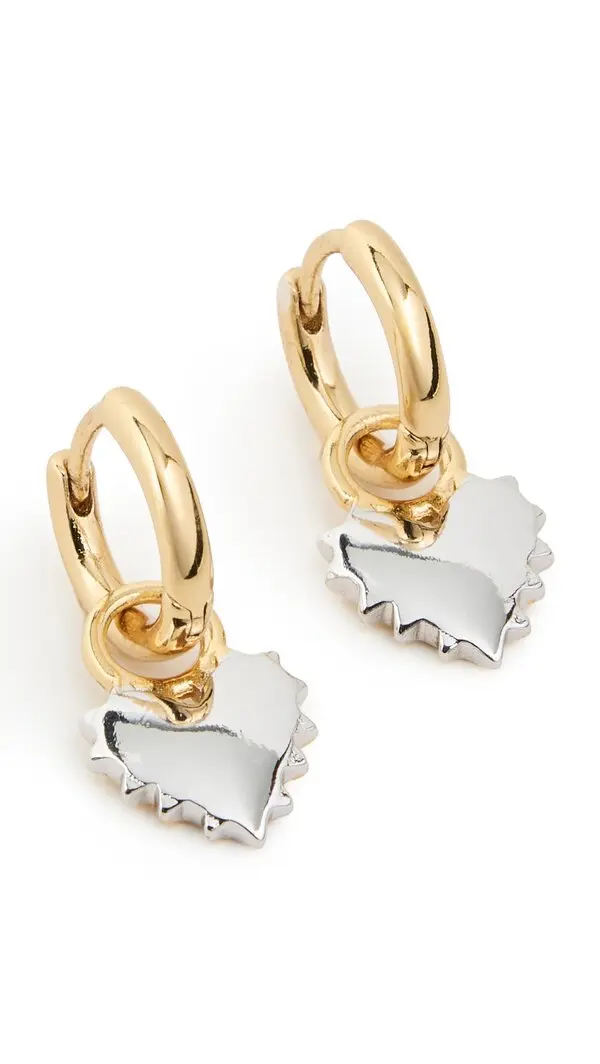 HART Two-toned Spikey Heart Huggie Earrings