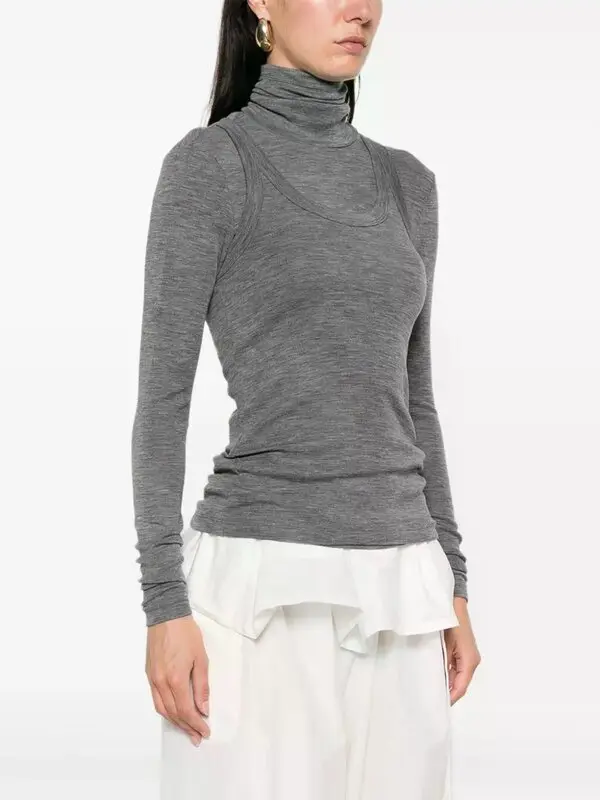 RÓHE Turtleneck Merino-wool Top - Grey
