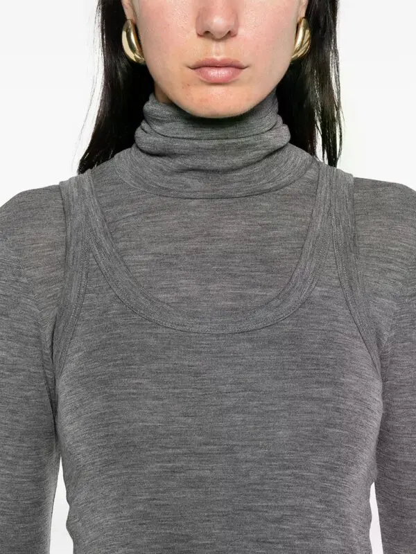 RÓHE Turtleneck Merino-wool Top - Grey