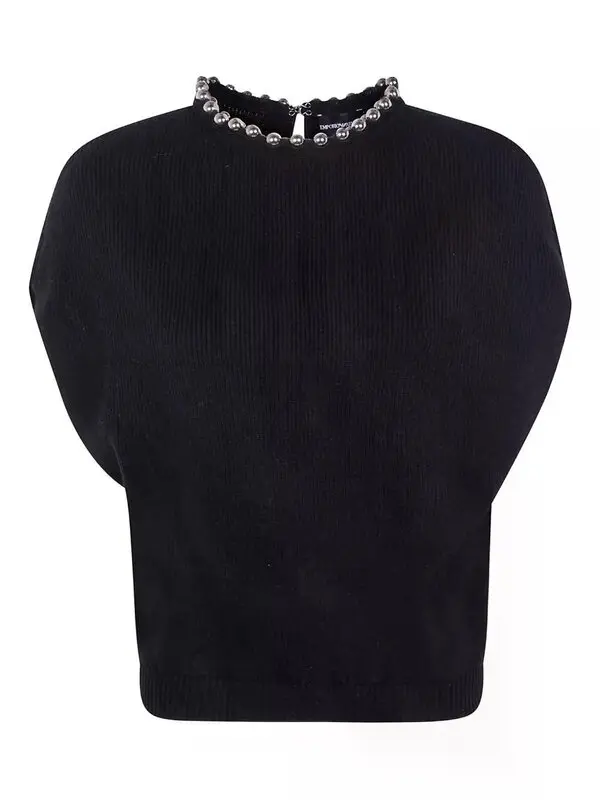 Emporio Armani Beaded-neck Ribbed Sweater