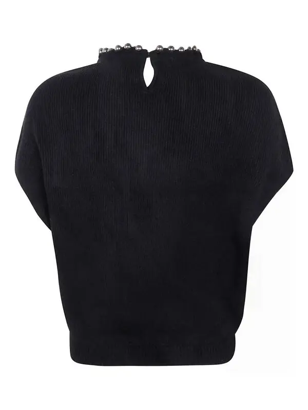 Emporio Armani Beaded-neck Ribbed Sweater